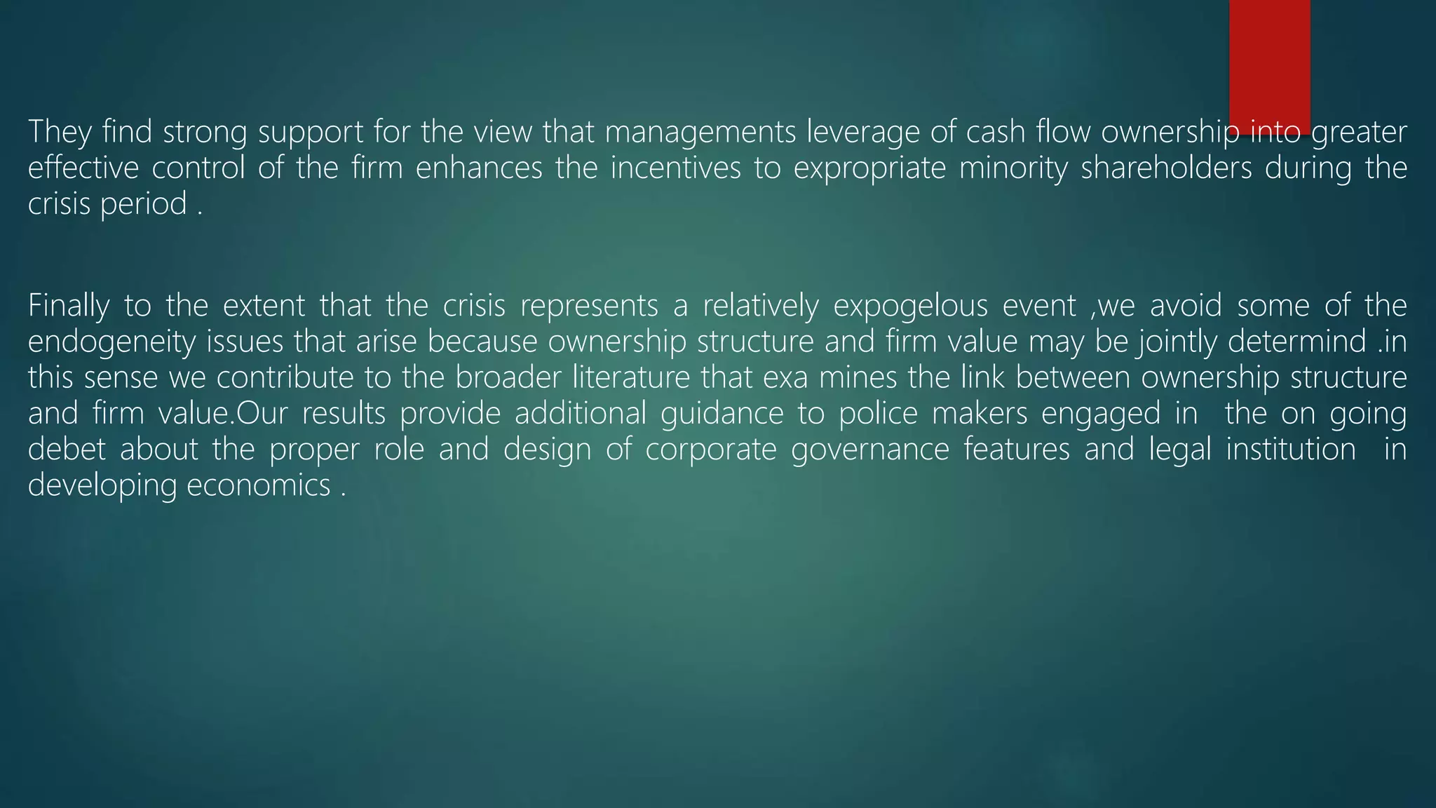 Ownership Structure, Corporate Governance and Firm Value: Evidence From ...
