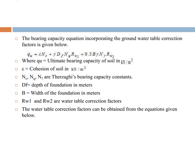 Case study on effect of water table on bearing capacity | PPTX ...