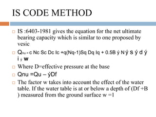 Case study on effect of water table on bearing capacity | PPTX