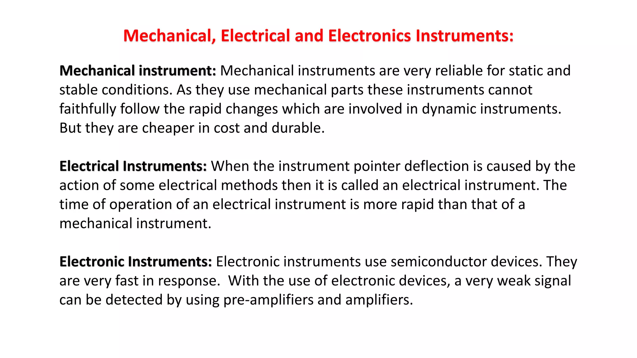 Measurement Instruments Static And Dynamic Characteristics Calibration Systematic Errors Random