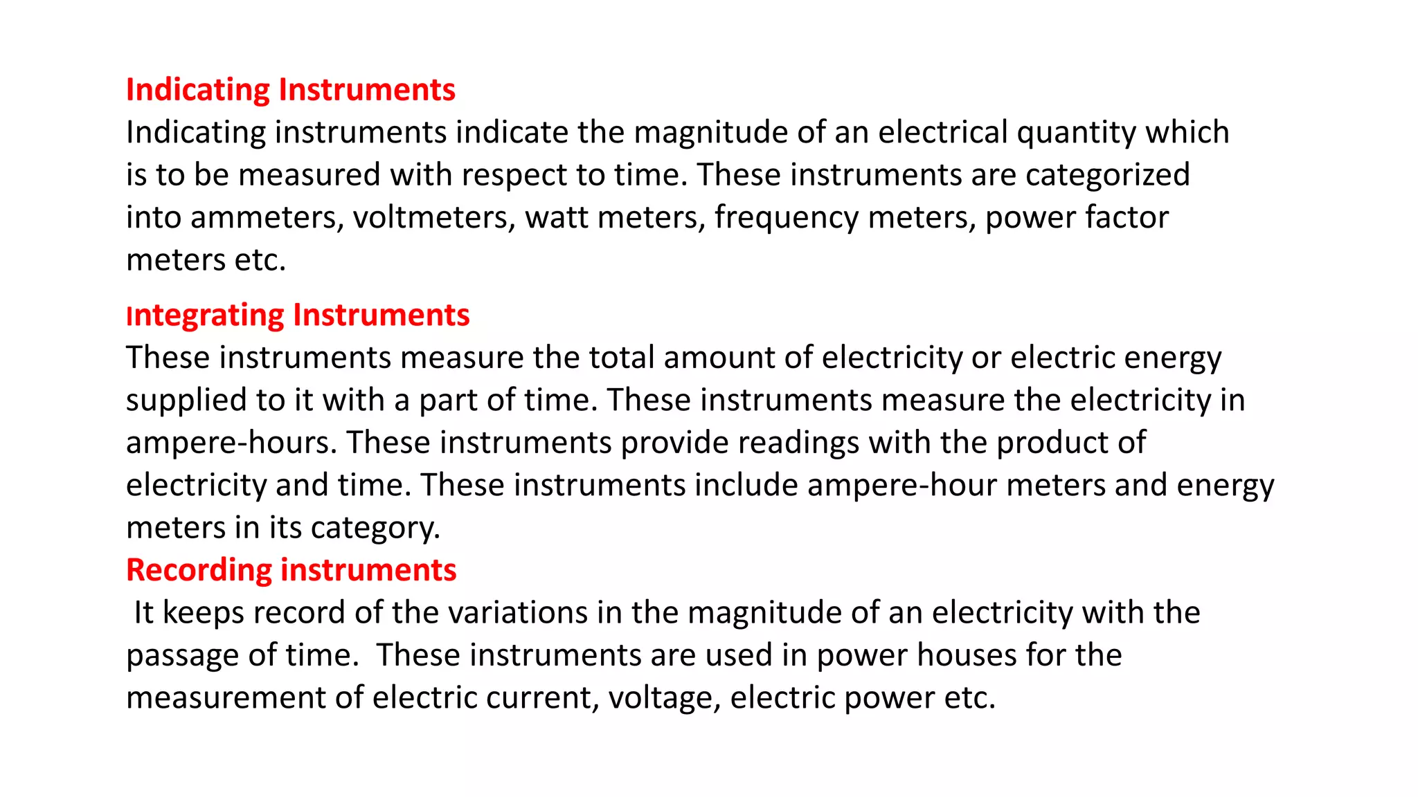 Measurement instruments Static and dynamic characteristics Calibration ...