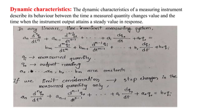 Measurement Instruments Static And Dynamic Characteristics Calibration Systematic Errors Random