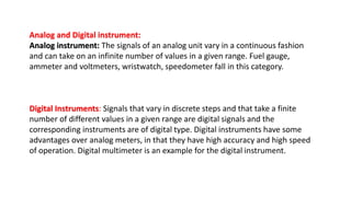 Measurement instruments Static and dynamic characteristics Calibration ...