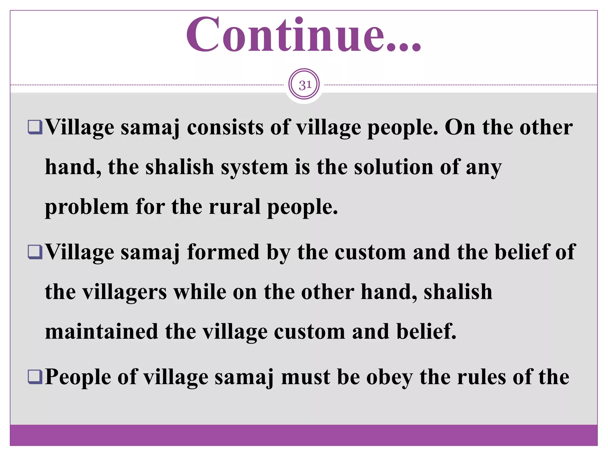 Functions of village Samaj and Shalishpptx | PPT