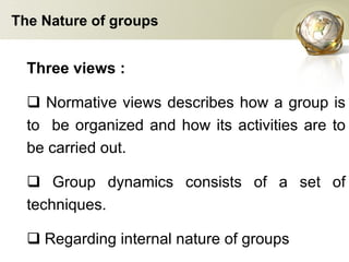 FOUNDATION OF GROUP BEHAVIOR AND UNDERSTANDING WORK TEAM | PPT