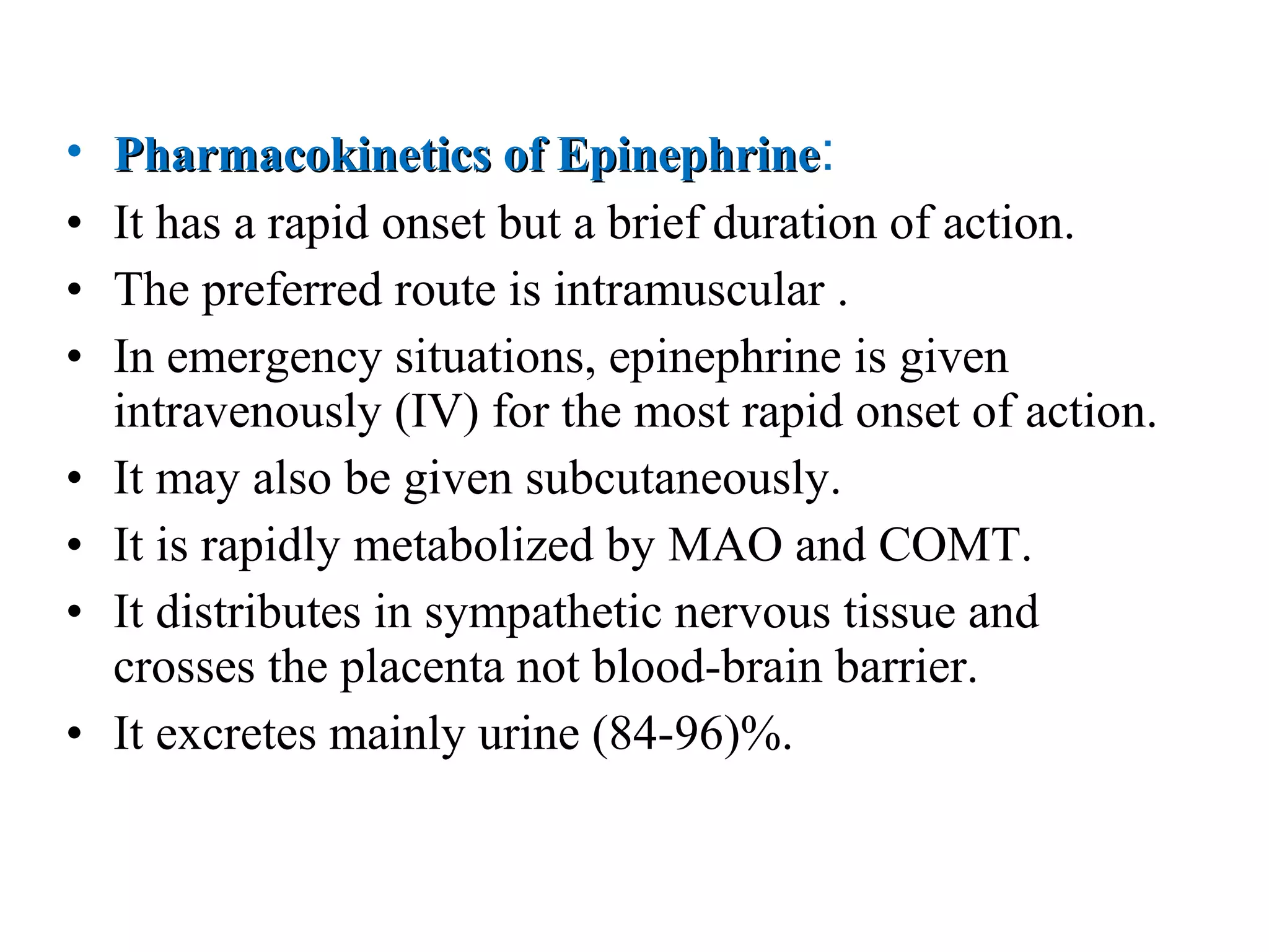 Sympathomimitic drugs (Epinephrine & Nor-epinephrine) | PPT