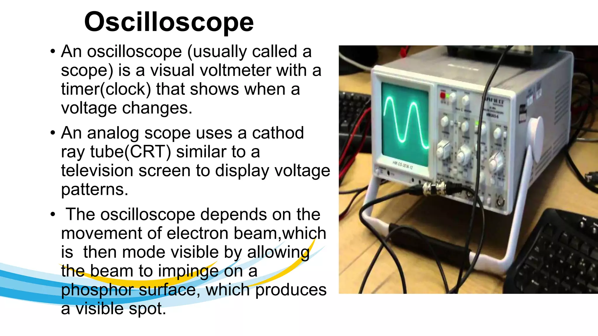 1.Oscilloscope. 2.Block diagram of Oscilloscope. 3.Types of ...
