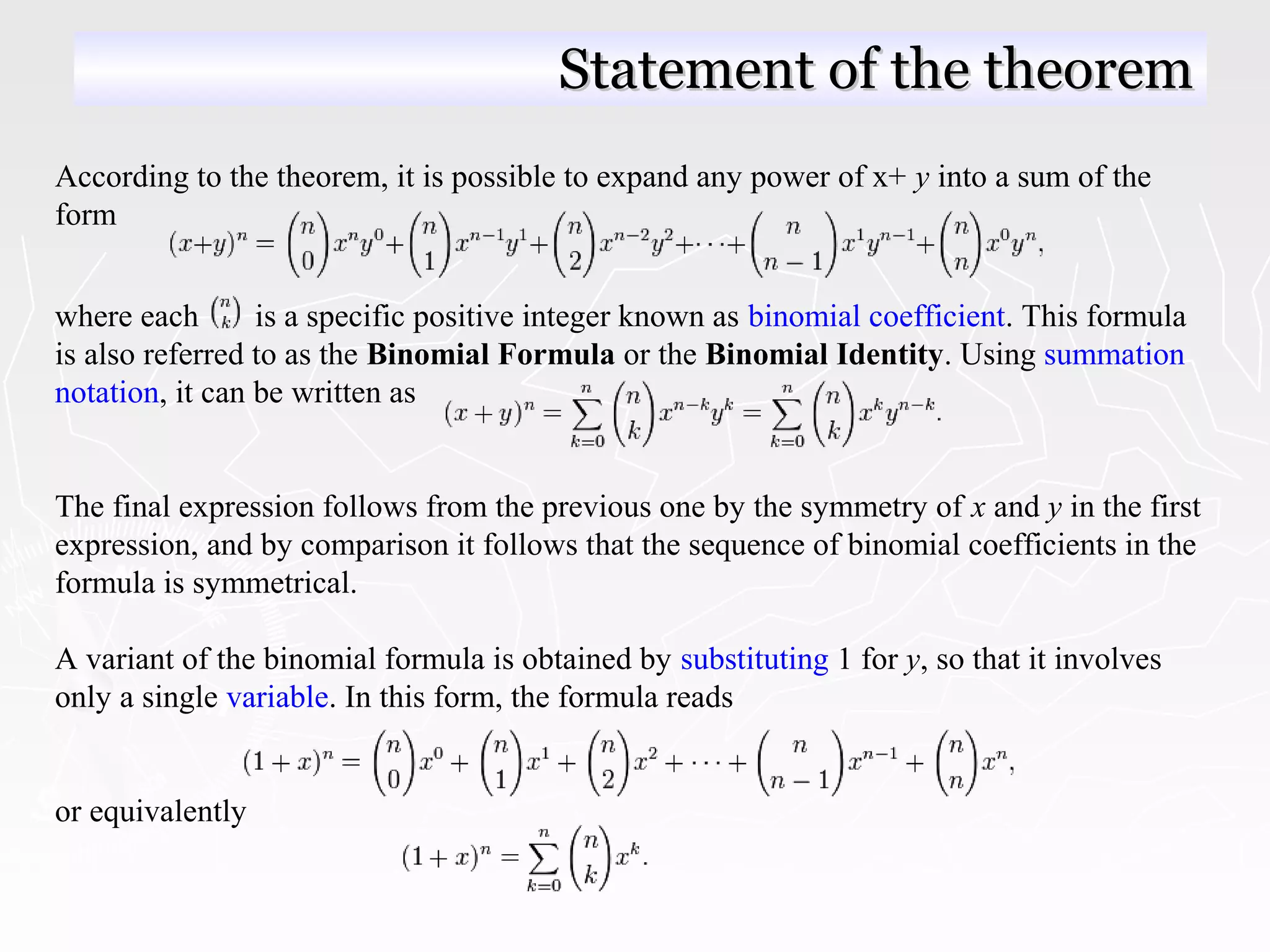 THE BINOMIAL THEOREM | PPT