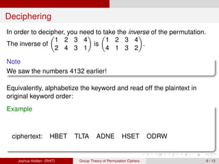 Teaching the Group Theory of Permutation Ciphers | PDF