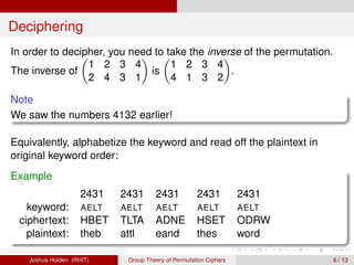 Teaching the Group Theory of Permutation Ciphers | PDF
