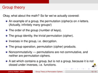 Teaching the Group Theory of Permutation Ciphers | PDF