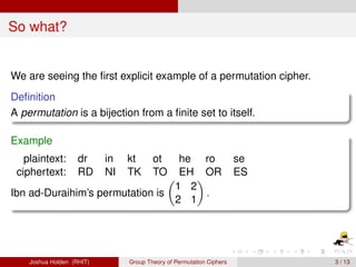 Teaching the Group Theory of Permutation Ciphers | PDF