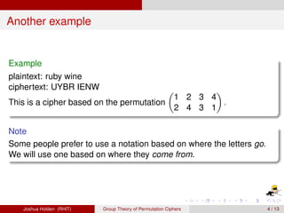 Teaching the Group Theory of Permutation Ciphers | PDF