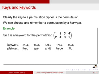 Teaching the Group Theory of Permutation Ciphers | PDF