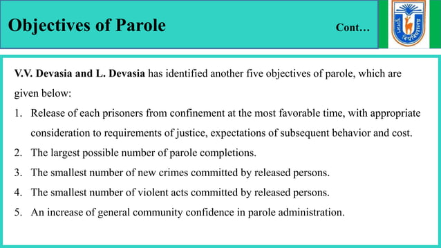 Parole: Definition, Objectives, Conditions and Social Implication ...