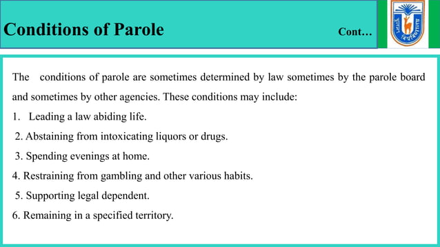 Parole: Definition, Objectives, Conditions and Social Implication ...