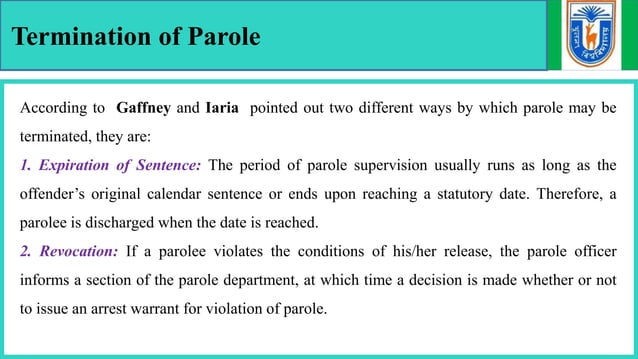 Parole: Definition, Objectives, Conditions and Social Implication ...