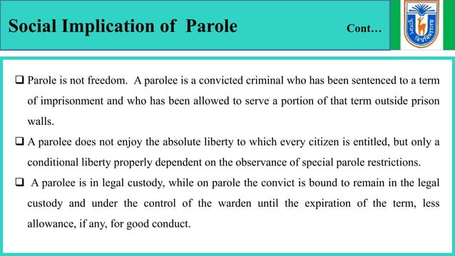 Parole: Definition, Objectives, Conditions and Social Implication ...