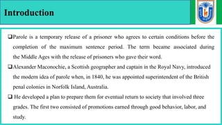 Parole: Definition, Objectives, Conditions and Social Implication | PPTX