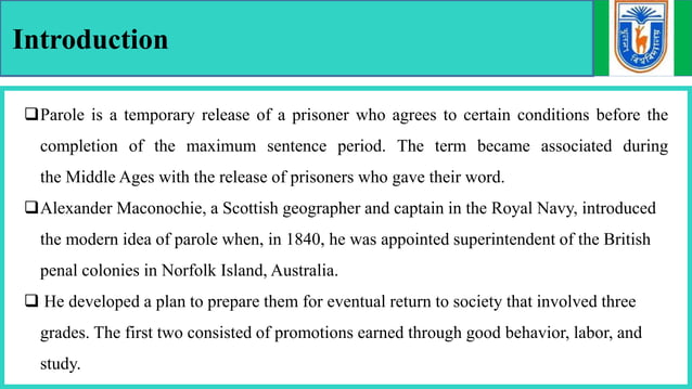 Parole: Definition, Objectives, Conditions and Social Implication ...