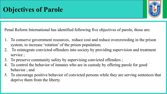 Parole: Definition, Objectives, Conditions and Social Implication ...