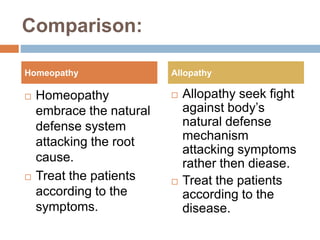 Allopathy and homeopathy | PPTX