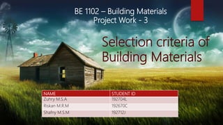 Selection criteria of building materials | PPT