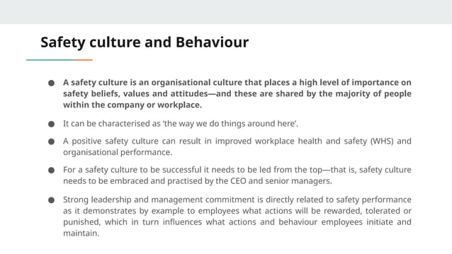 safety Culture and behaviour to strengthen the HSE performance | PPT