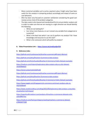 Brazilian Ecommerce OLIST Market Data Analysis | PDF