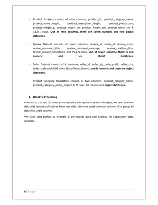 Brazilian Ecommerce OLIST Market Data Analysis | PDF