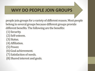 Groups In Organisations & Group Dynamics | PPTX