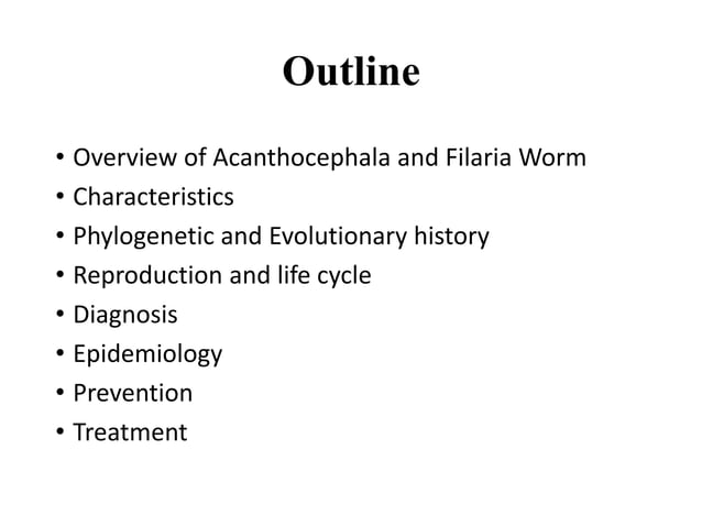 Phylum Acanthocephala and Filaria Worm | PPT