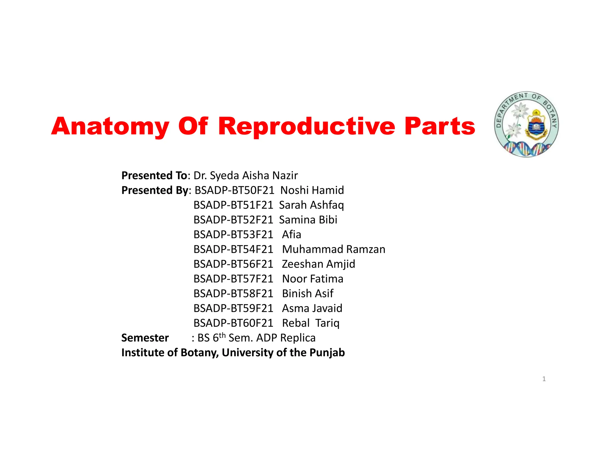 Anatomy of reproductive parts. botany assignment | PPT