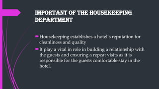 Function of Housekeeping, personnel, duties and responsibilities ptx | PPTX