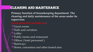 Function of Housekeeping, personnel, duties and responsibilities ptx | PPTX