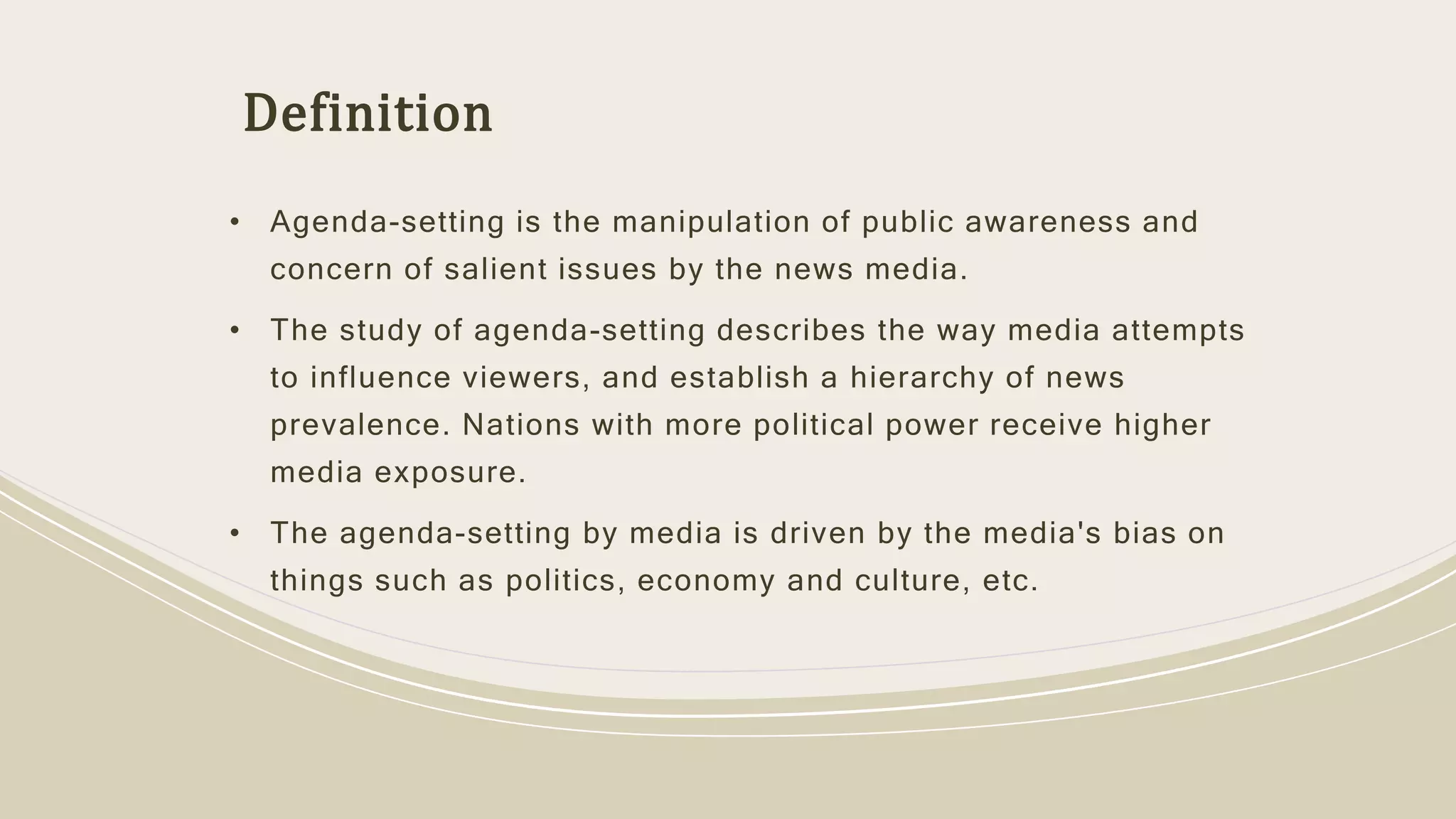 Agenda Setting Theory - Communication Theories | PPTX