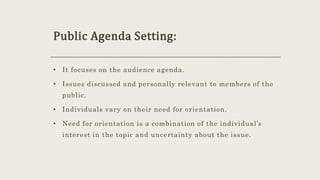 Agenda Setting Theory - Communication Theories | PPTX