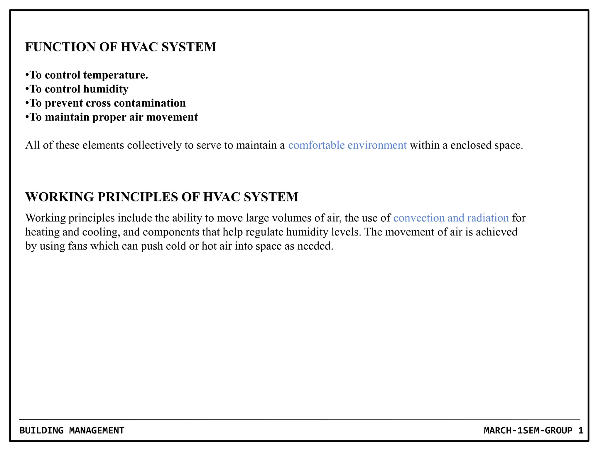 HVAC presentation for masters in architecture | PPTX