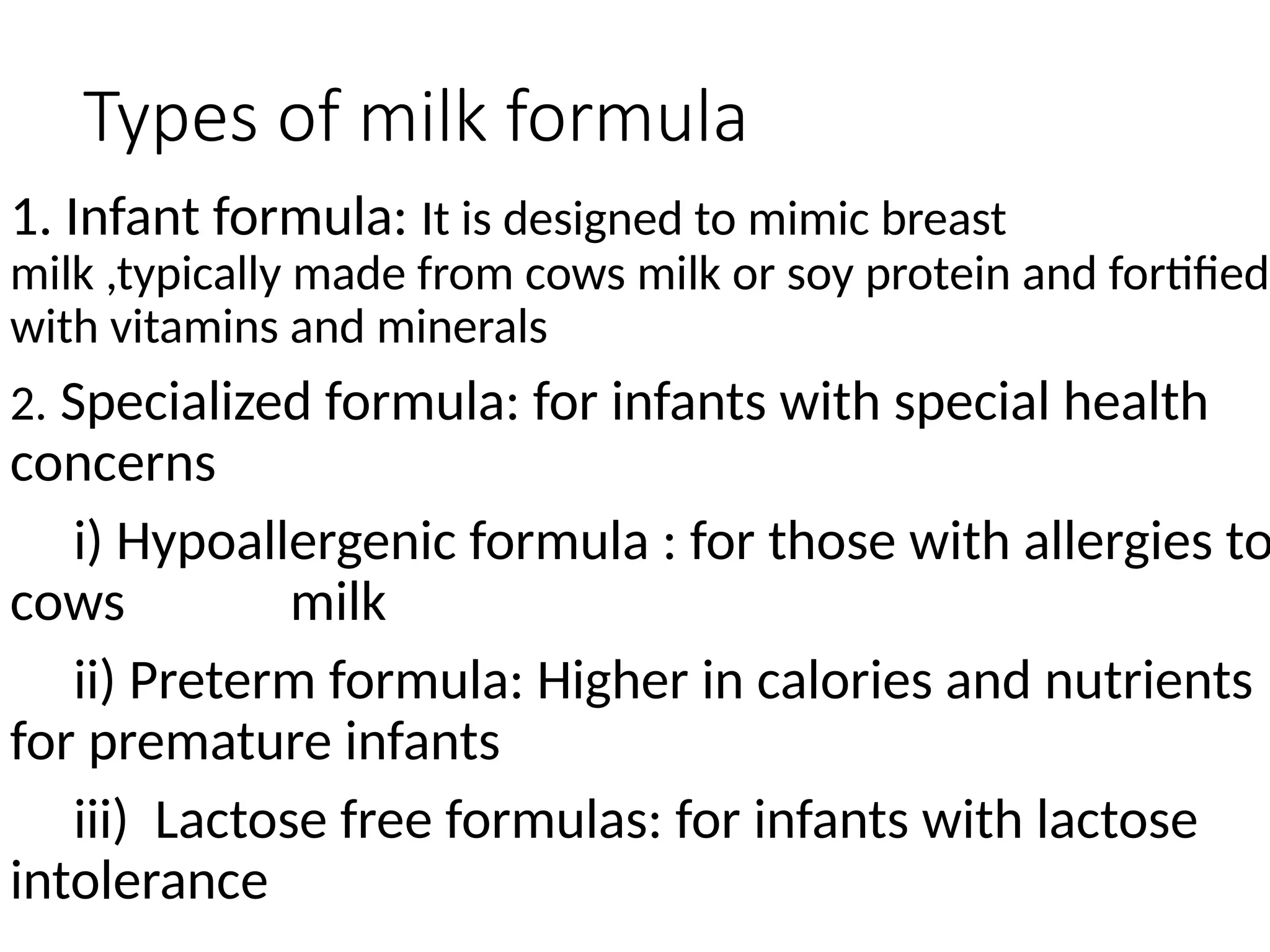 GROUP 1-Milk Formula- composition and nutritional values | PPT