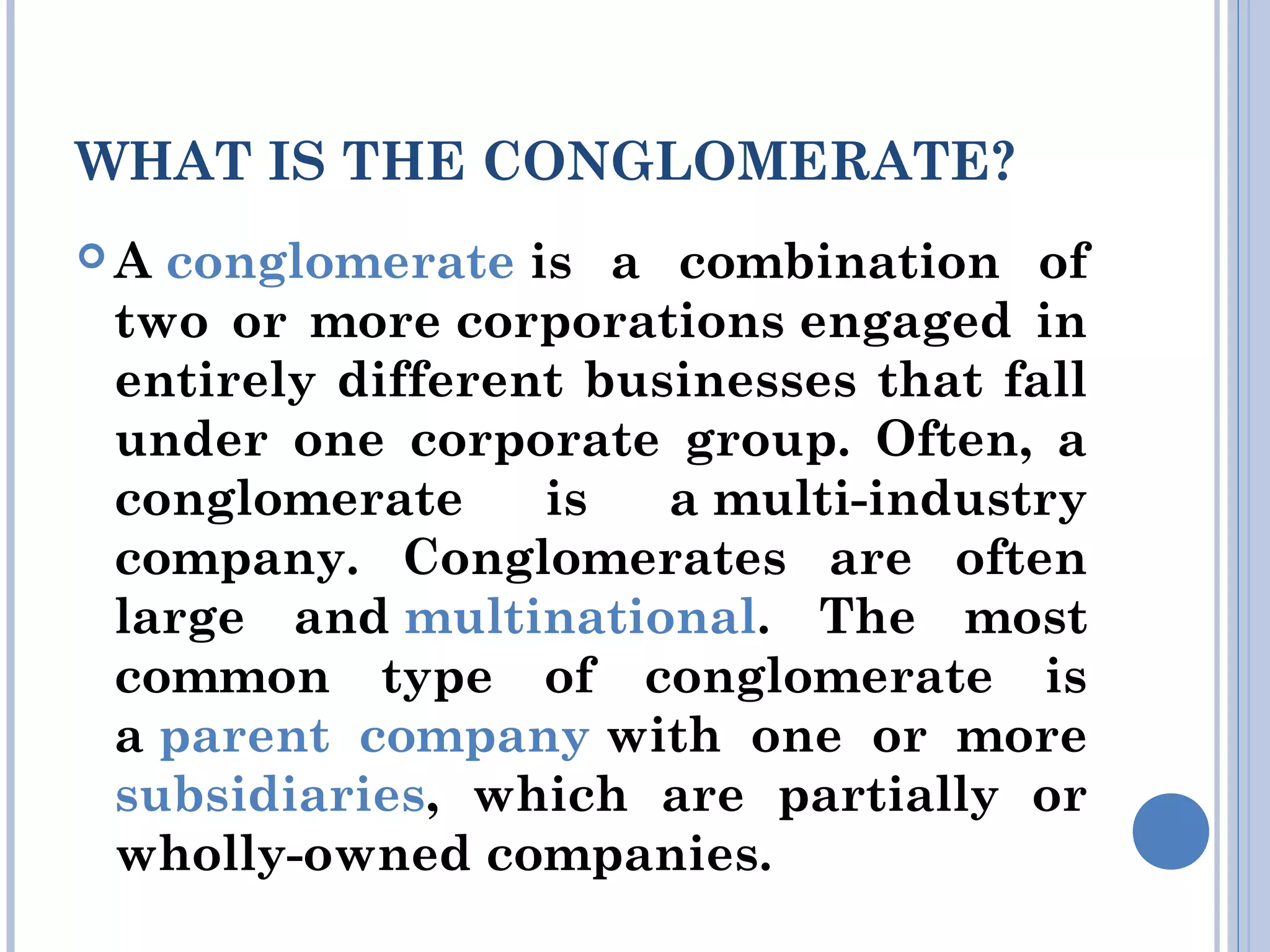what is conglomerate? | ODP