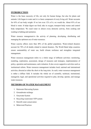 WATER RESOURCE MANAGEMENT FULL NOTES | PDF