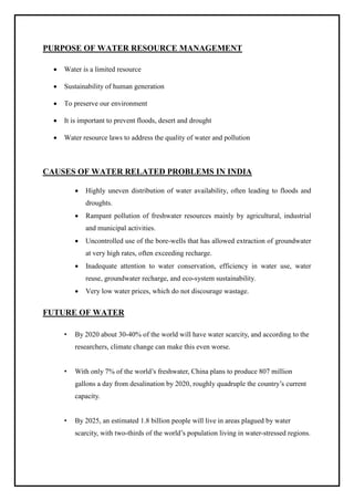 WATER RESOURCE MANAGEMENT FULL NOTES | PDF