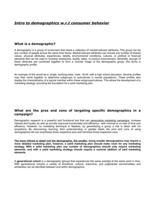 Effect of demographics on consumer behavior | DOC