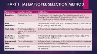 Employee selection excercise | PPTX