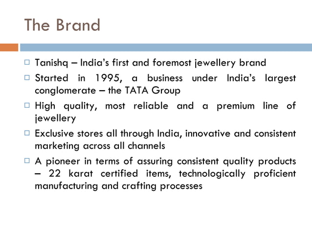 Global Branding Strategy - Tanishq | PPT