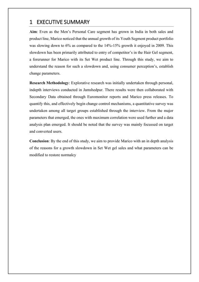 Strategy to Revive Marico's Set Wet sales | PDF