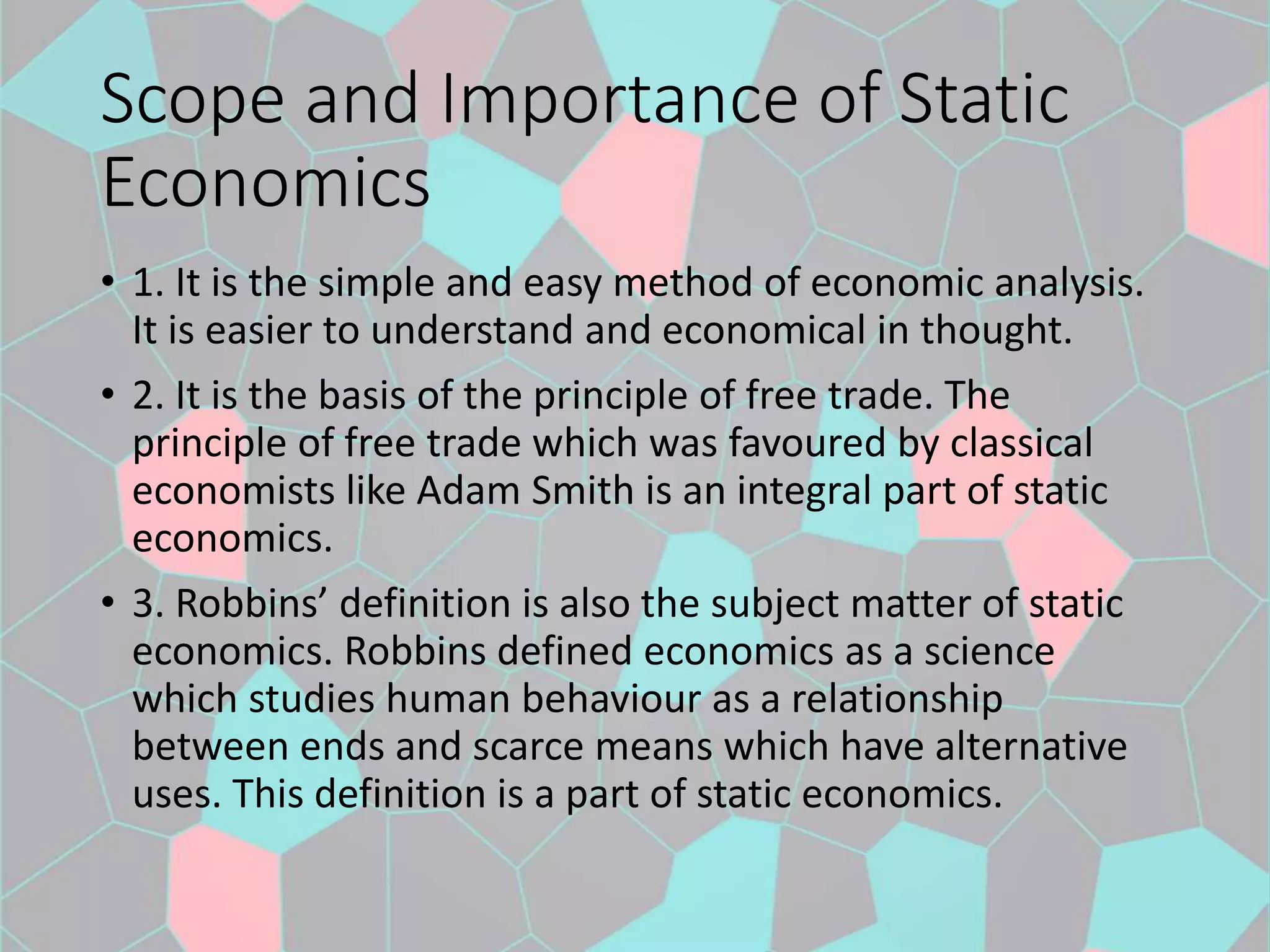 Static, Dynamic and Comparative Static Economics | PPTX