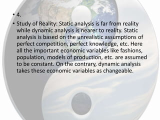 Static, Dynamic and Comparative Static Economics | PPTX
