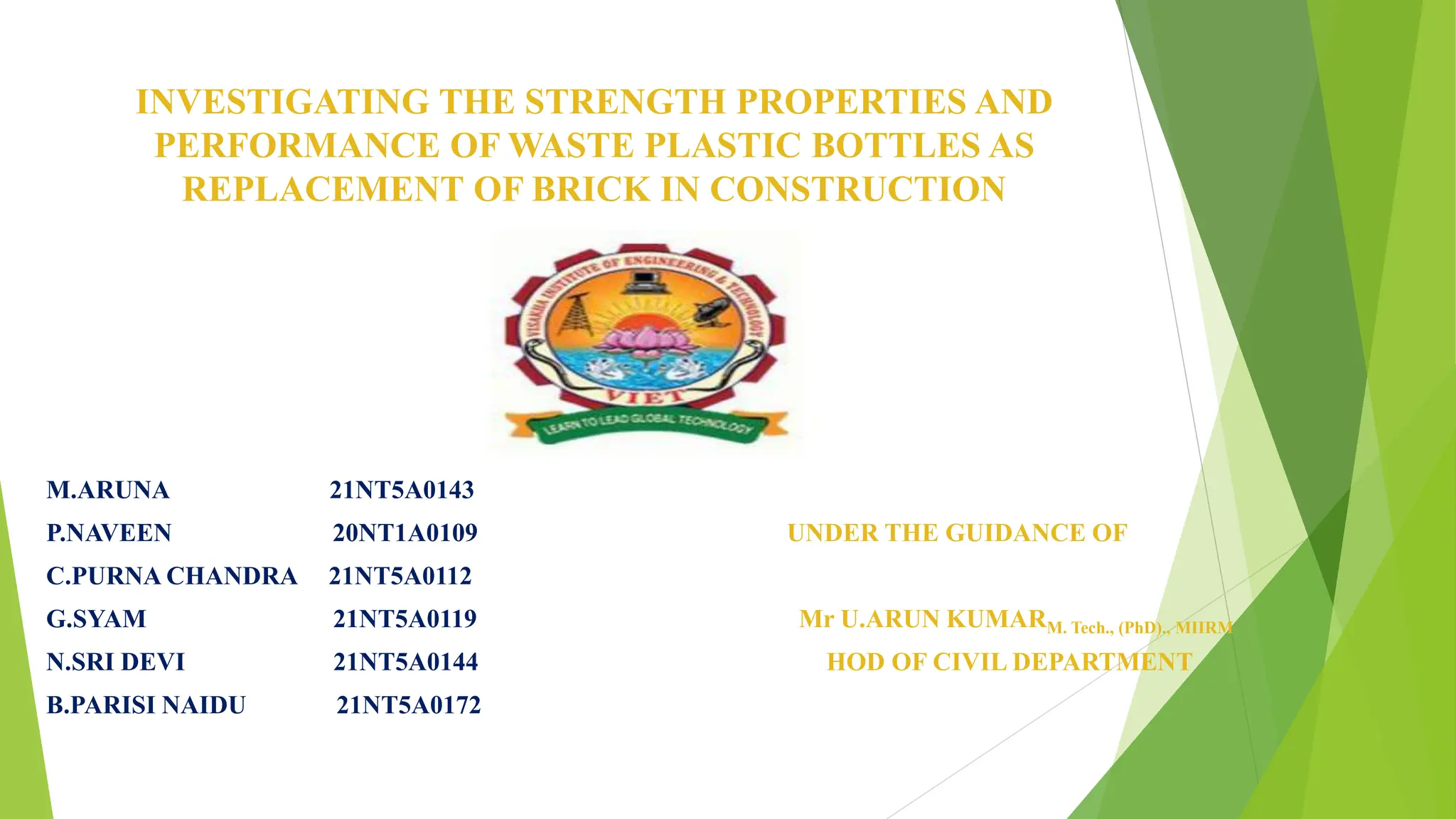 Investigation tha strength properties and performance of wast plastic ...