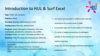 Surf Excel HUL Analysis 2020 | PPTX
